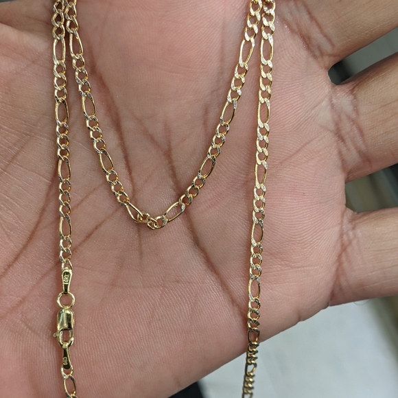 Unbrand | Jewelry | 4kt Real Gold Figaro Diamond Cut Chain | Poshmark